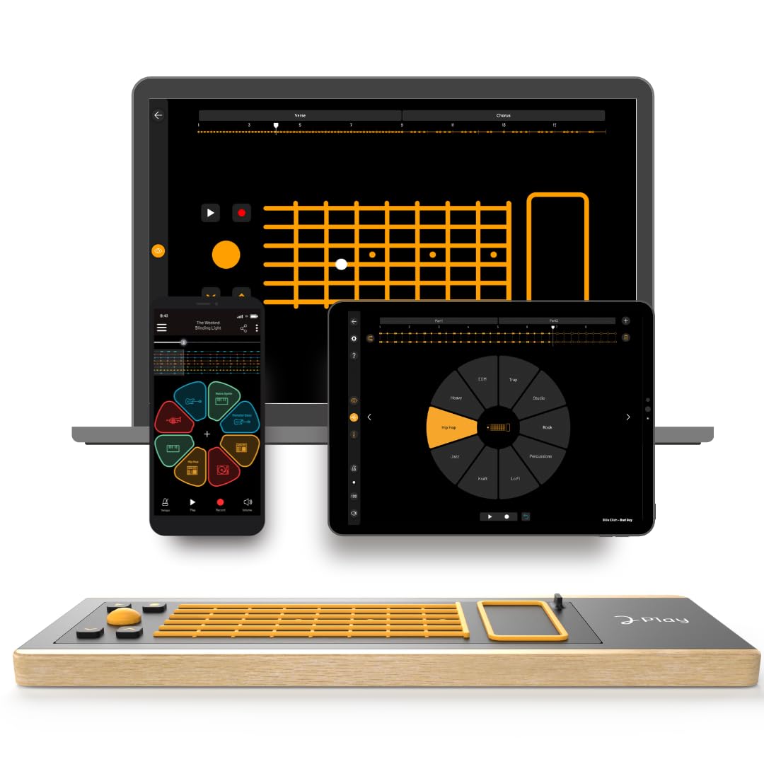 Guitar Pad Accessory for J-Play MIDI controller - 6 Frets and Effect Zone, Dedicated Musical App Included, Plug & Play Music instrument Water Edition