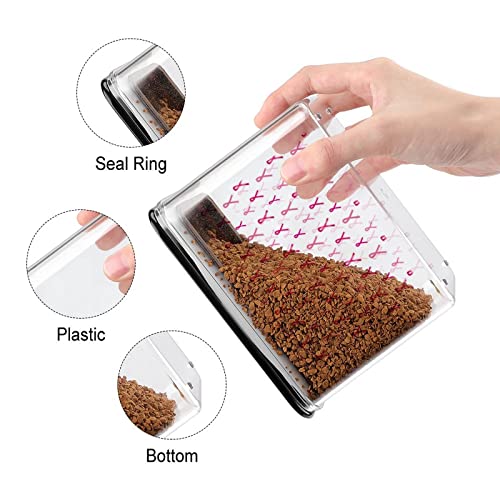 Breast Cancer Ribbon Storage Box Plastic Food Organizer Container Canisters with Lid for Kitchen
