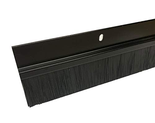 Brush Sweep Door Sweep with 1" Aluminum Holder and 1 1/2" Black Brush (7 FT Long Black)