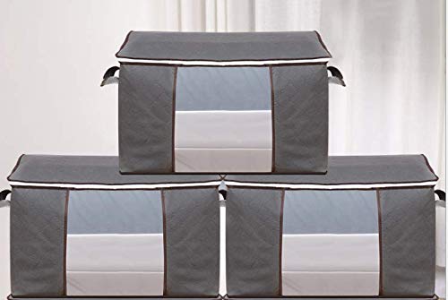 Armour Shell Closet Clothes Organizer Storage Bags - 3 Garment Shelf Organizers and Containers. Strong and Durable Large Capacity with Transparent Window, Moisture and Dust Proof Fabric Protection