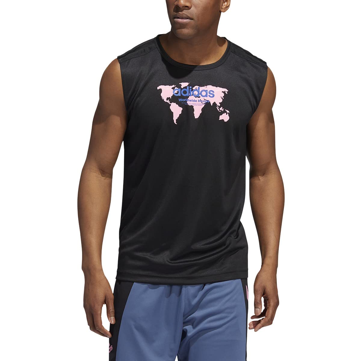 adidas Men's Wide Hoops All World Tank, Utility Grey, Medium