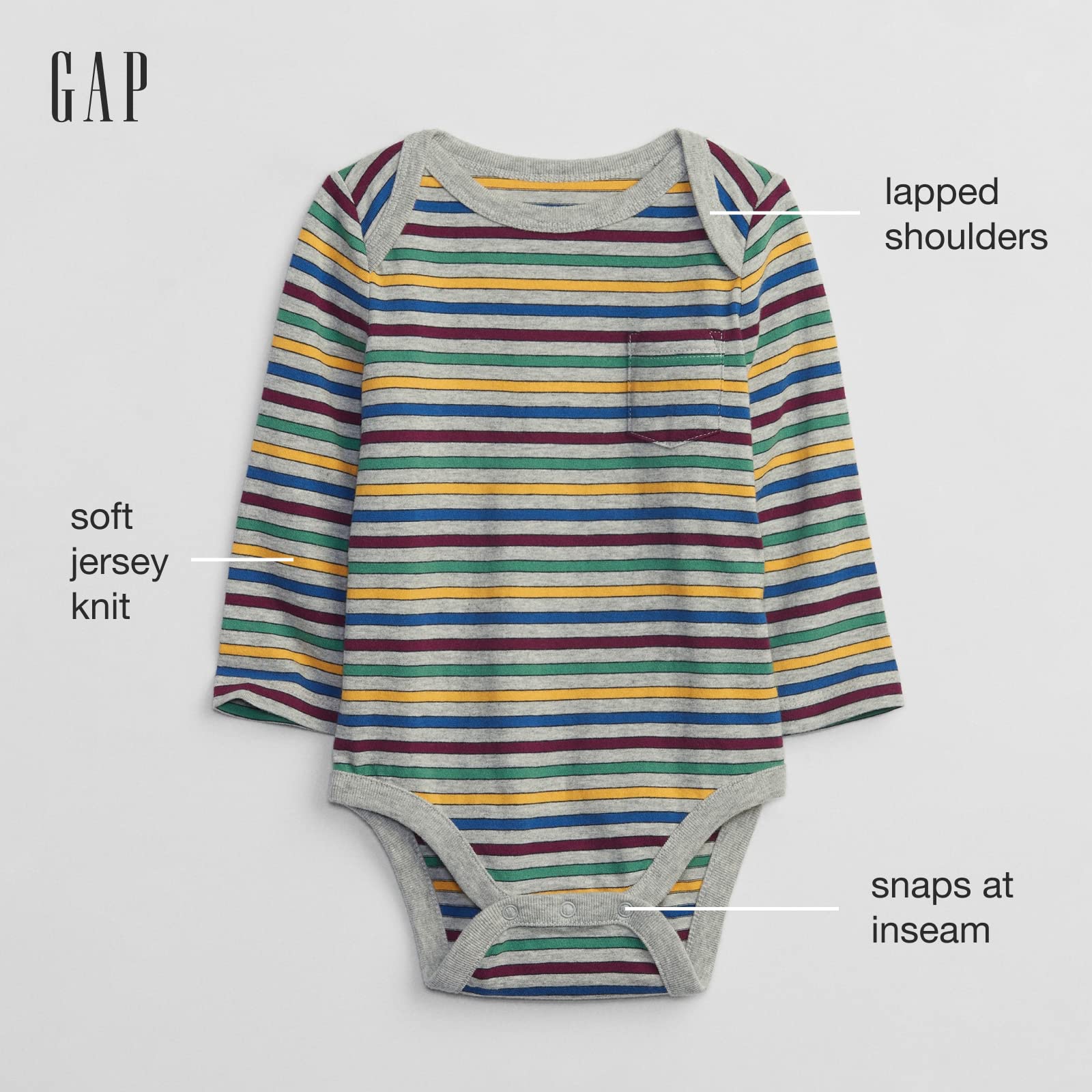 GAP baby boys Long Sleeve Bodysuit, Imperial Blue (3 Pack), 3-6M US