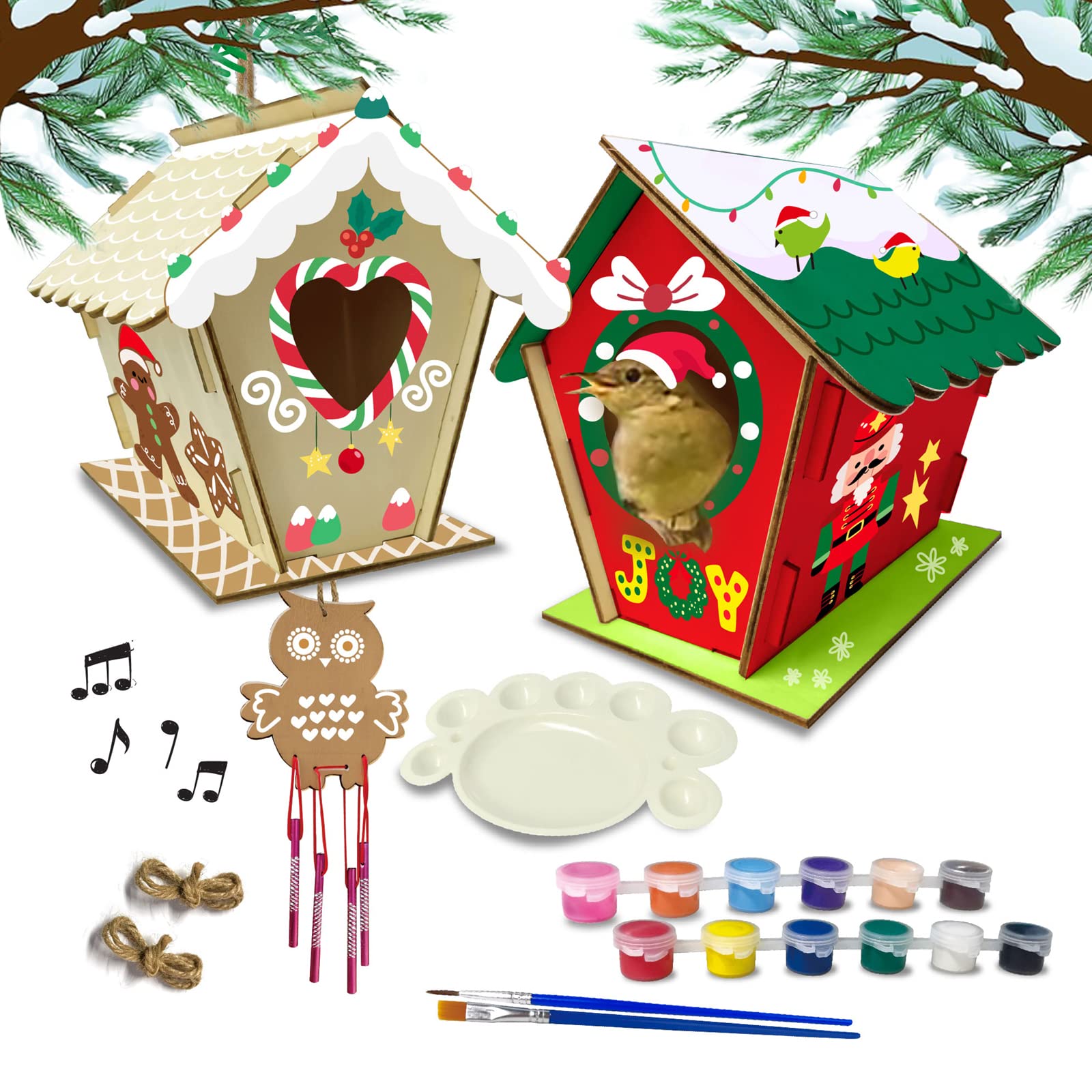 Craft Spot! Bird House Kit for Kids, Christmas Bird House Sets to Build, DIY Wooden Birdhouse for Outdoor, Kids Crafts Wood Arts and Crafts for Kids Ages 3+
