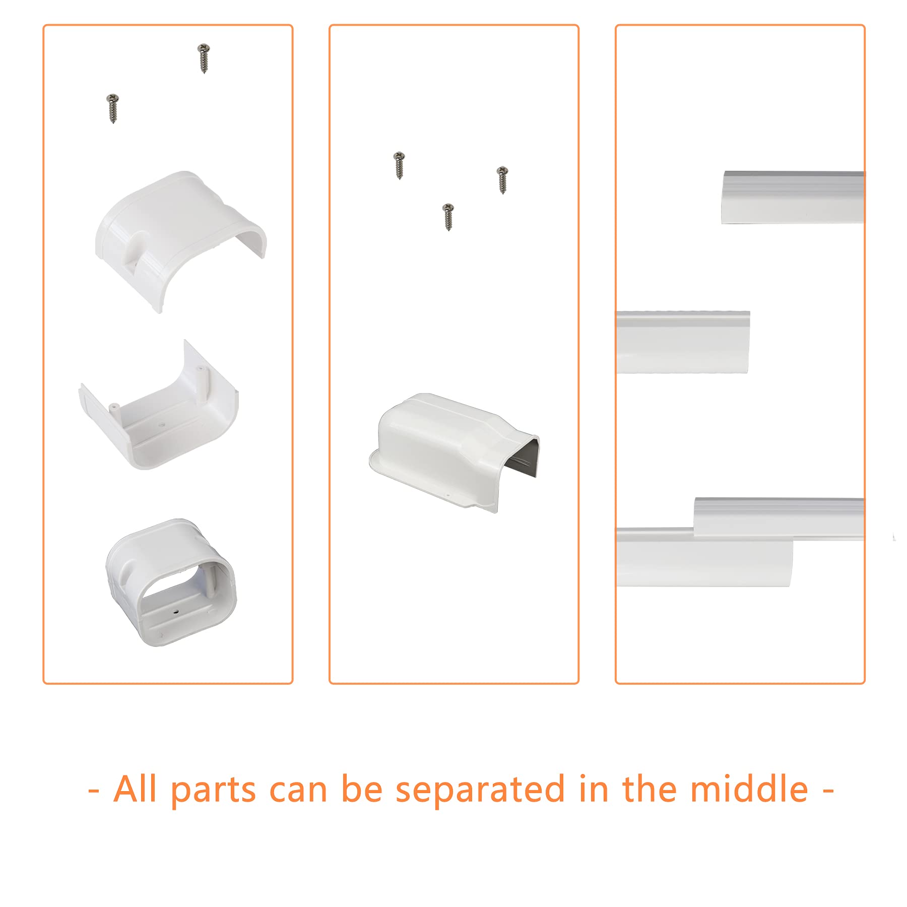 GCGOODS 4in 9ft Decorative PVC Line Set Cover Kit for Ductless Mini Split Air Conditioners, Central AC and Heat Pumps