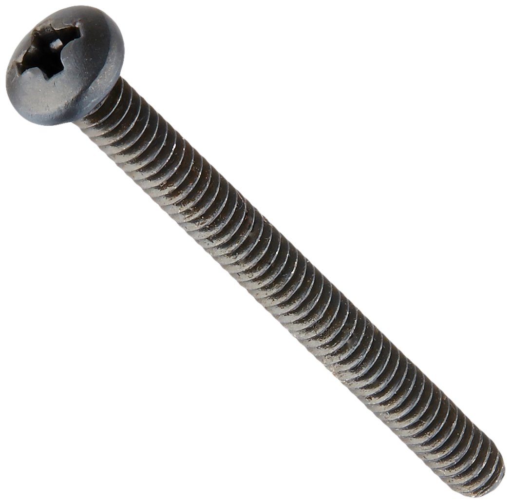 Small Parts Steel Pan Head Machine Screw, Black Oxide Finish, Meets ASME B18.6.3, #1 Phillips Drive, #4-40 Thread Size, 1-1/4" Length, Fully Threaded, Import (Pack of 100)