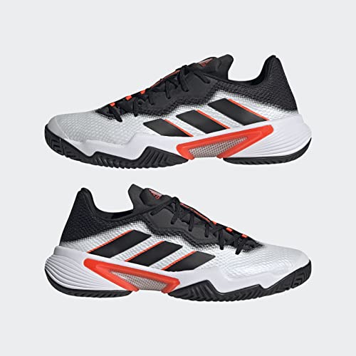 adidas Men's Barricade Tennis Shoe, White/Core Black/Solar Red, 9