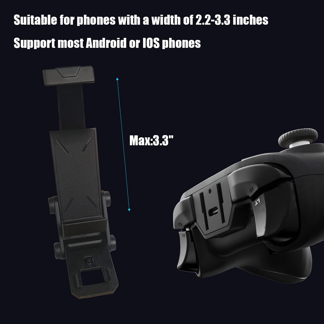 FLYDIGI 2 in 1 Phone Clip, 2-Stage Adjustable Bracket Multi-Platform Gaming Controller, Holder Stand Clamp Compatible with Vader 2 and Apex Series Gamepad