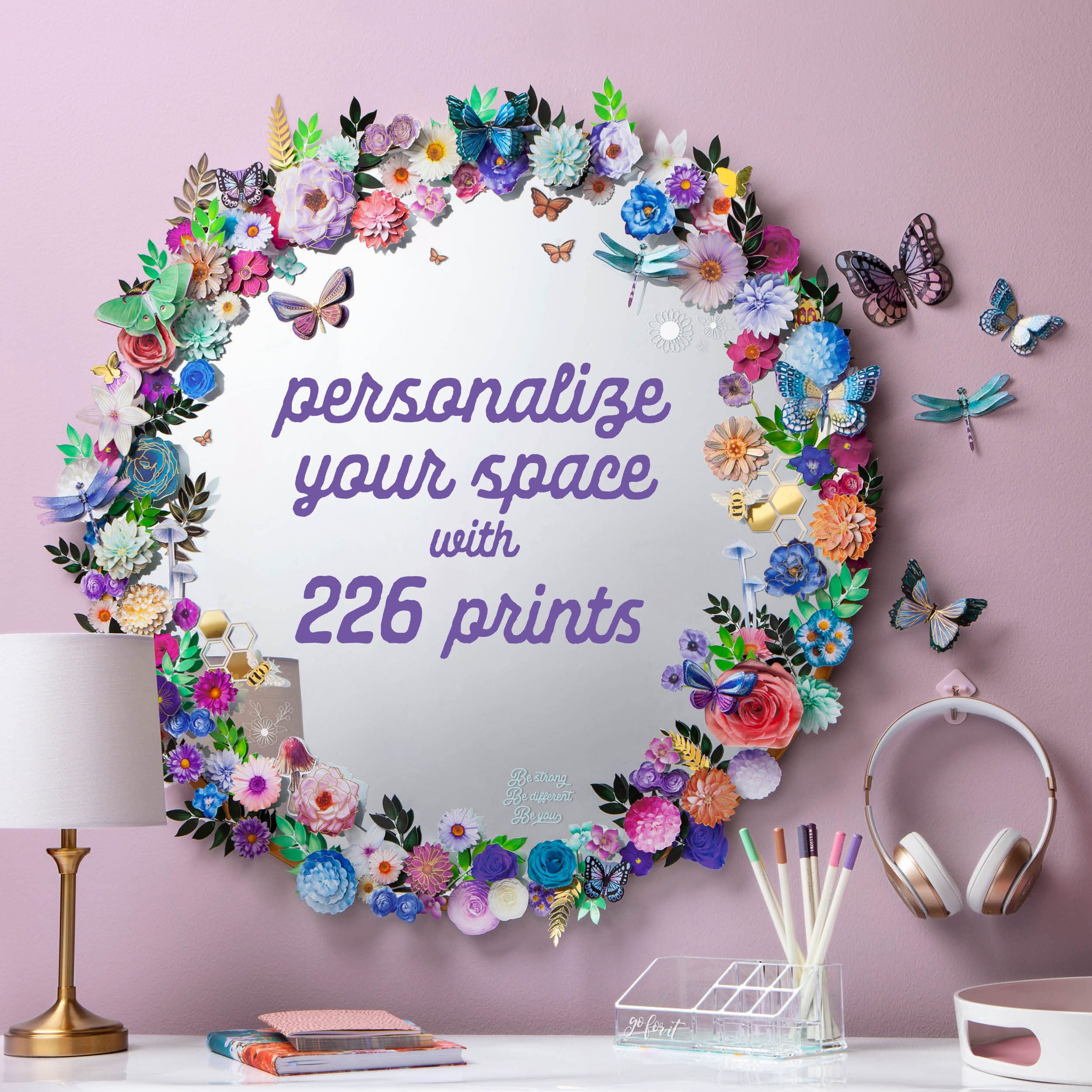 Craft-tastic — Design Your Own Nature Collection – DIY Collage Arts & Crafts Kit – Personalize Your Wall, Mirror, Window, Or Door with Dimensional Flowers, Butterflies, and More — for Ages 10+