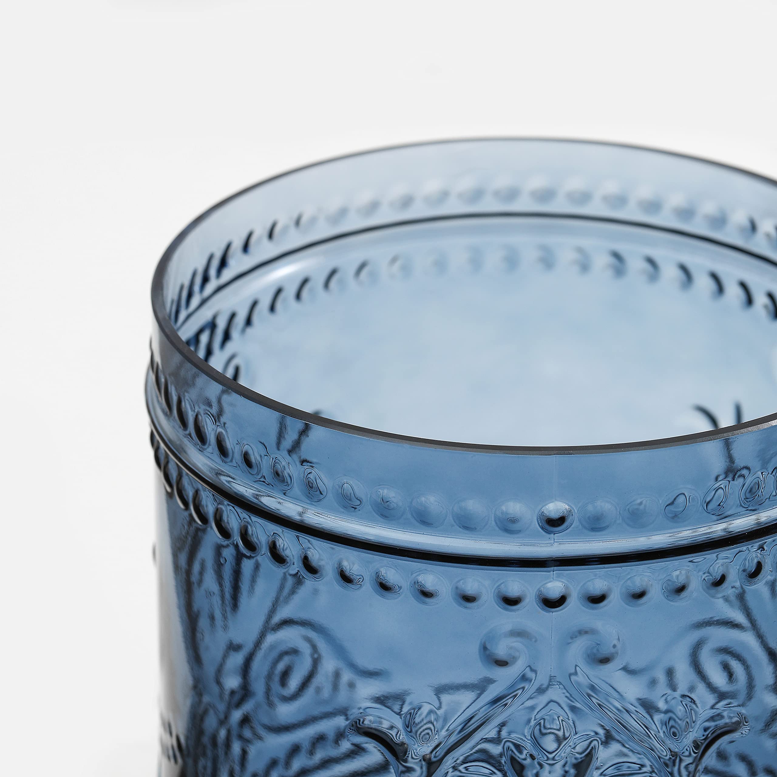 KMwares Decorative Wastebasket/Trash Can/Garbage Can for Home Accent, Kitchen, Bathroom Accessories, Office Decoration - Real Glass Solid Dark Blue