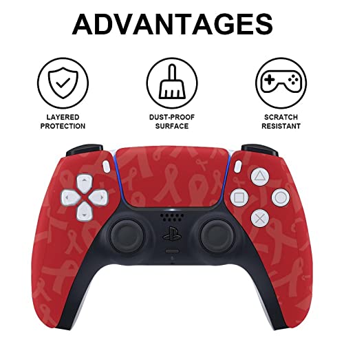 Aids Awareness Red Ribbon Full Protective Skin Cover Design Wrap Decal Sticker Compatible with PS5 Digital Edition Console and Controller