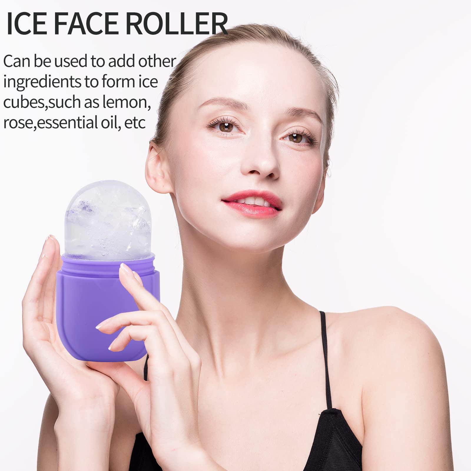 Ice Roller Mold-Ice Roller for Face and Eye,Beauty Cube Brighten Skin &Enhance Natural Glow &Remove Fine Lines,Facial Beauty Ice Roller Skin Care Tools (Oval, purple)