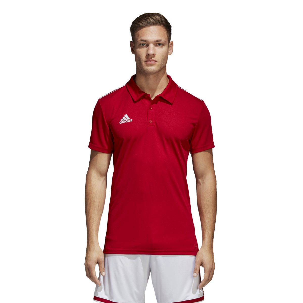 adidas Men's Core 18 Climalite Soccer Polo Shirt, Black/White, Large