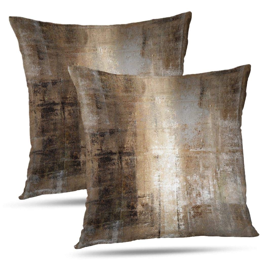 Alricc Taupe Throw Pillow Cover Pack of 2, Abstract Art Gallery Modern Decorative Cushion Cover for Bedroom Sofa Living Room(16 x 16 Inch,Taupe)