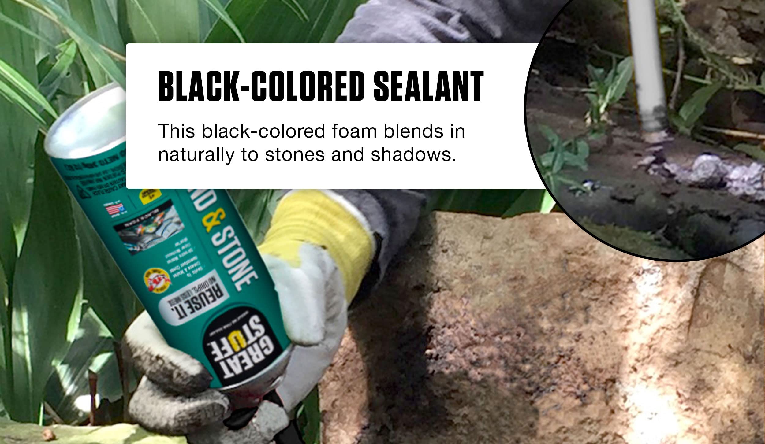 Great Stuff 283064 12OZ GS Pond&Stone Foam Sealant, Each, Black