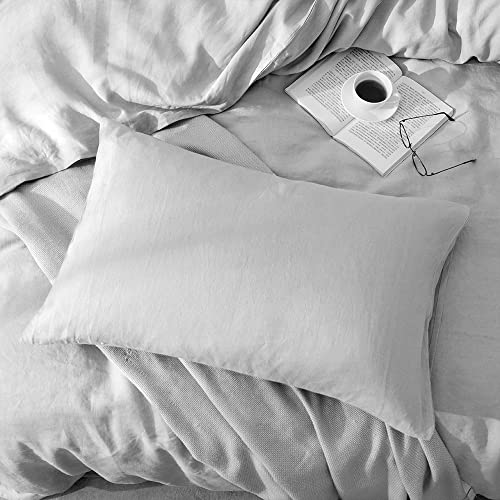 Merryfeel Linen Sheet Set Queen, Luxurious 100% French Linen Bed Sheets Deep Pocket Sheets, 4 Pieces Breathable Bedding Set, Washed French Linen Sheet- Grey