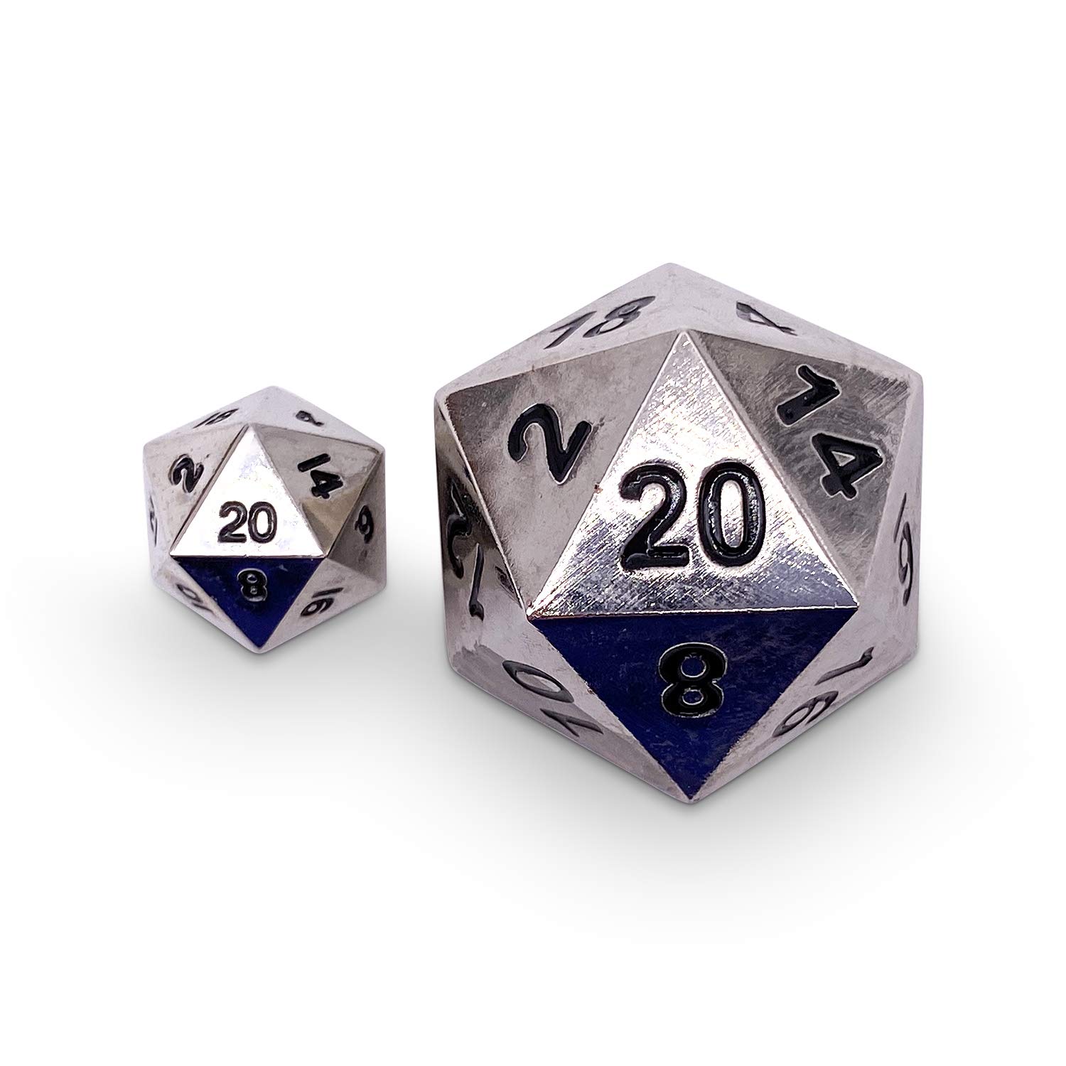 Chainmail Silver - The Boulder D20 Metal RPG Dice by Norse Foundry|45mm Polyhedral for Roleplaying Games