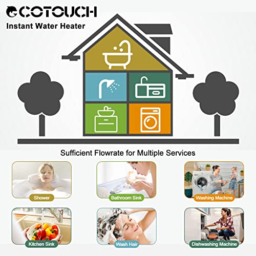 Electric Tankless ECOTOUCH 18kW on Demand Instant Hot Water Heater 240V, Self-Modulation Point of Use Hot Water Heater Whole House ECO180B Black