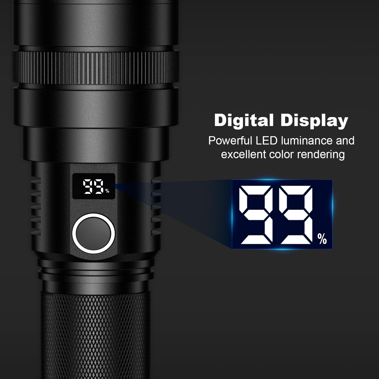 ALSTU Rechargeable Flashlights High Lumens, 990,000 Lumen Bright Flashlight with 5 Modes, Led Flash Light with Power Display & IPX7 Waterproof for Camping, Hiking, Outdoor (2 Packs)