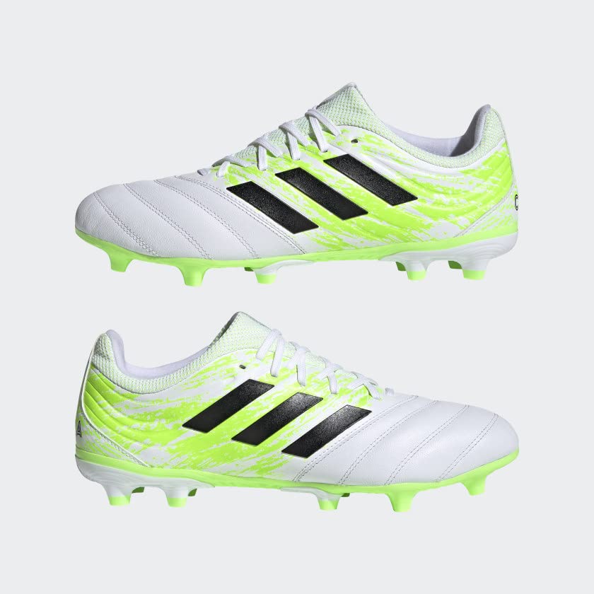 adidas Men's Copa 20.3 Firm Ground Soccer Shoe, White/Black/Signal Green, 9 M US