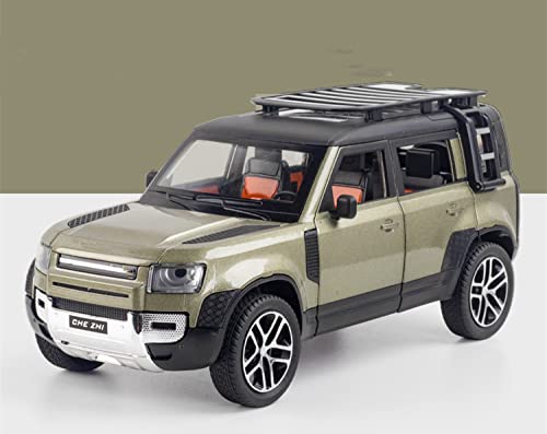 Green 1/24 Diecast Pull Back Model Car Toy Collection Sound Light for Land Rover New Defender 110