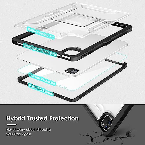 DTTOCASE for iPad Pro 11 Inch Case, iPad Air 5th / 4th Generation 10.9 Inch (2022/2020) Case with Matte Frosted Shockproof Back Back [Anti-Scratch,Support Touch ID,Camera Protection]-Black