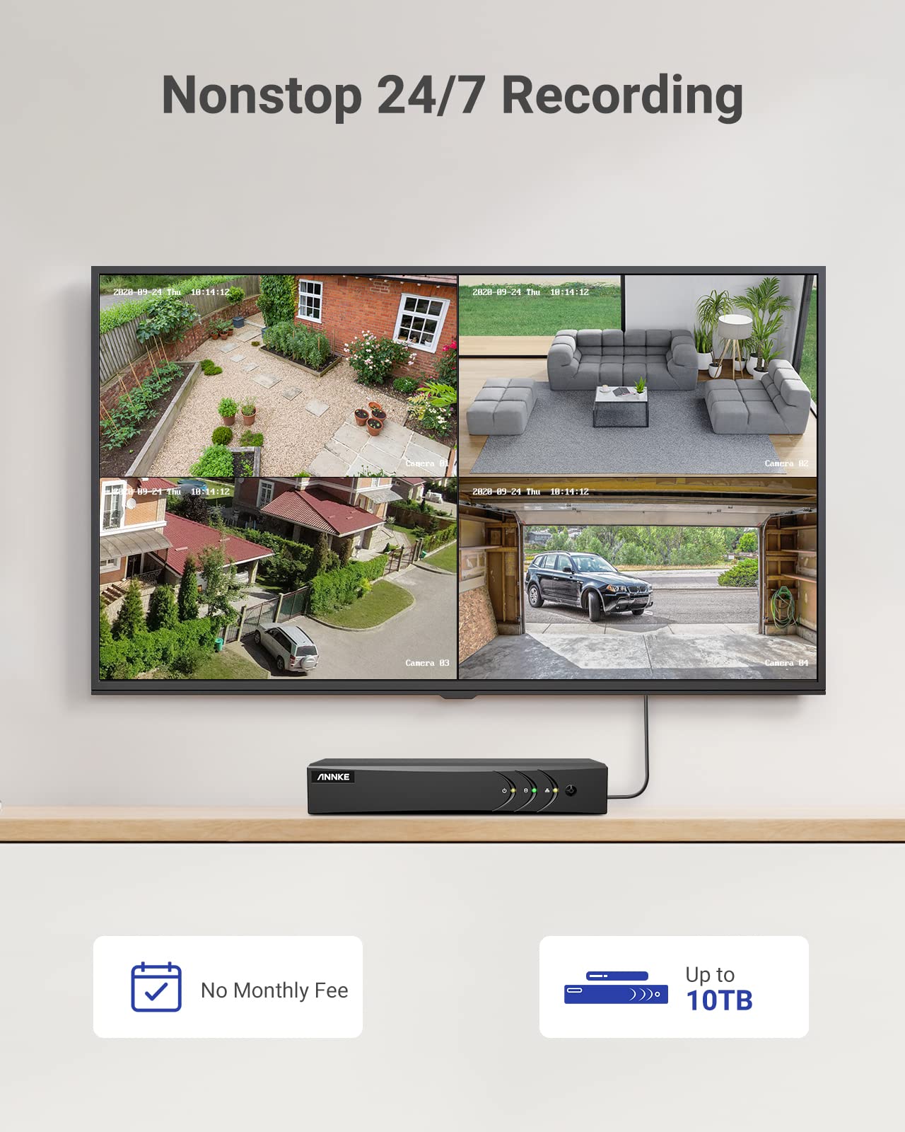 ANNKE 8CH 3K Lite Wired Security Camera System, H.265+ AI DVR with Human/Vehicle Detection, 4 x 1080p Outdoor CCTV Bullet Camera, 100 ft Night Vision, Easy Remote Access, Motion Alert, No HDD β E200