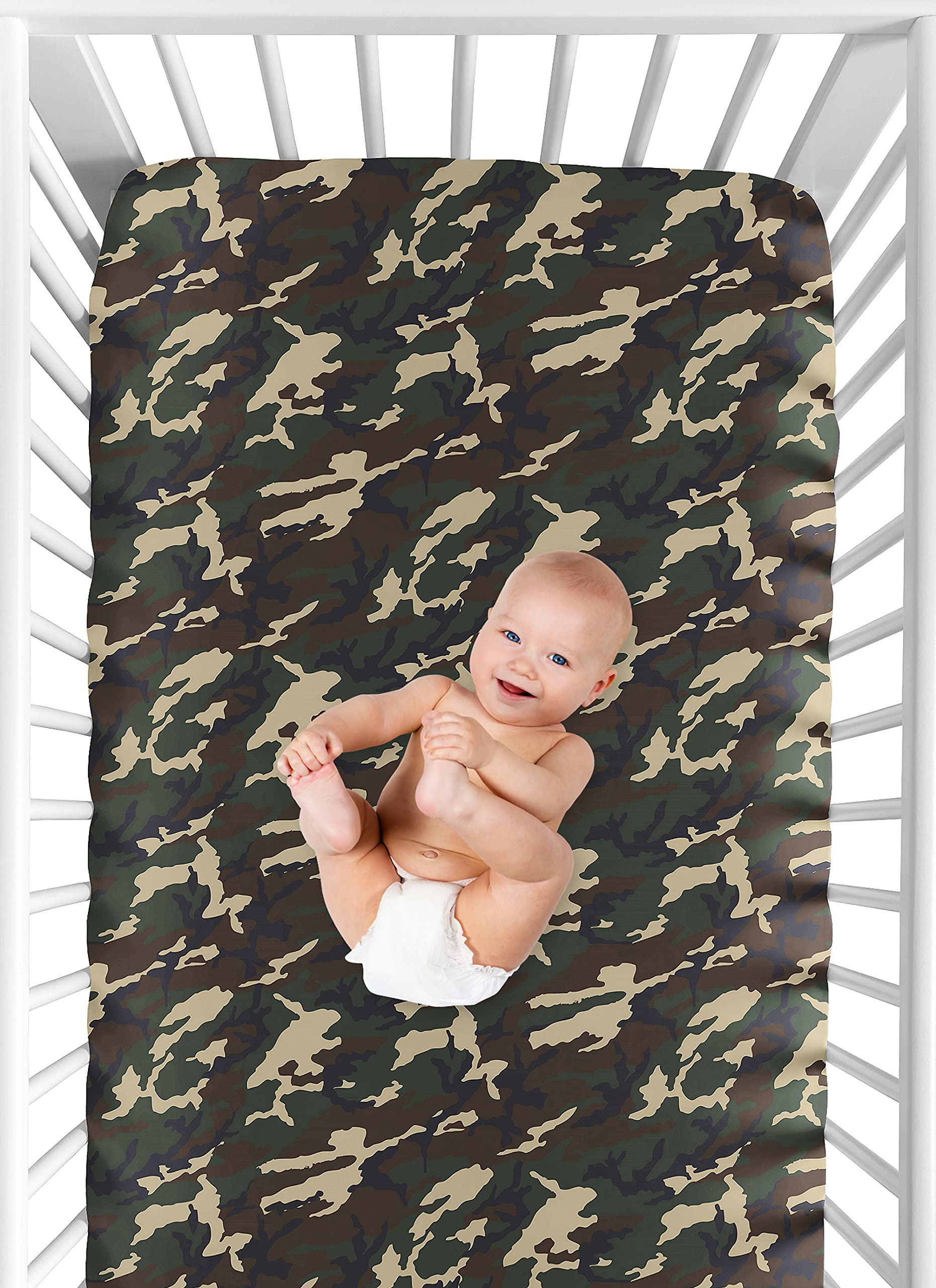 Green Camo Fitted Crib Sheet for Baby and Toddler Bedding Sets by Sweet Jojo Designs - Camo Print