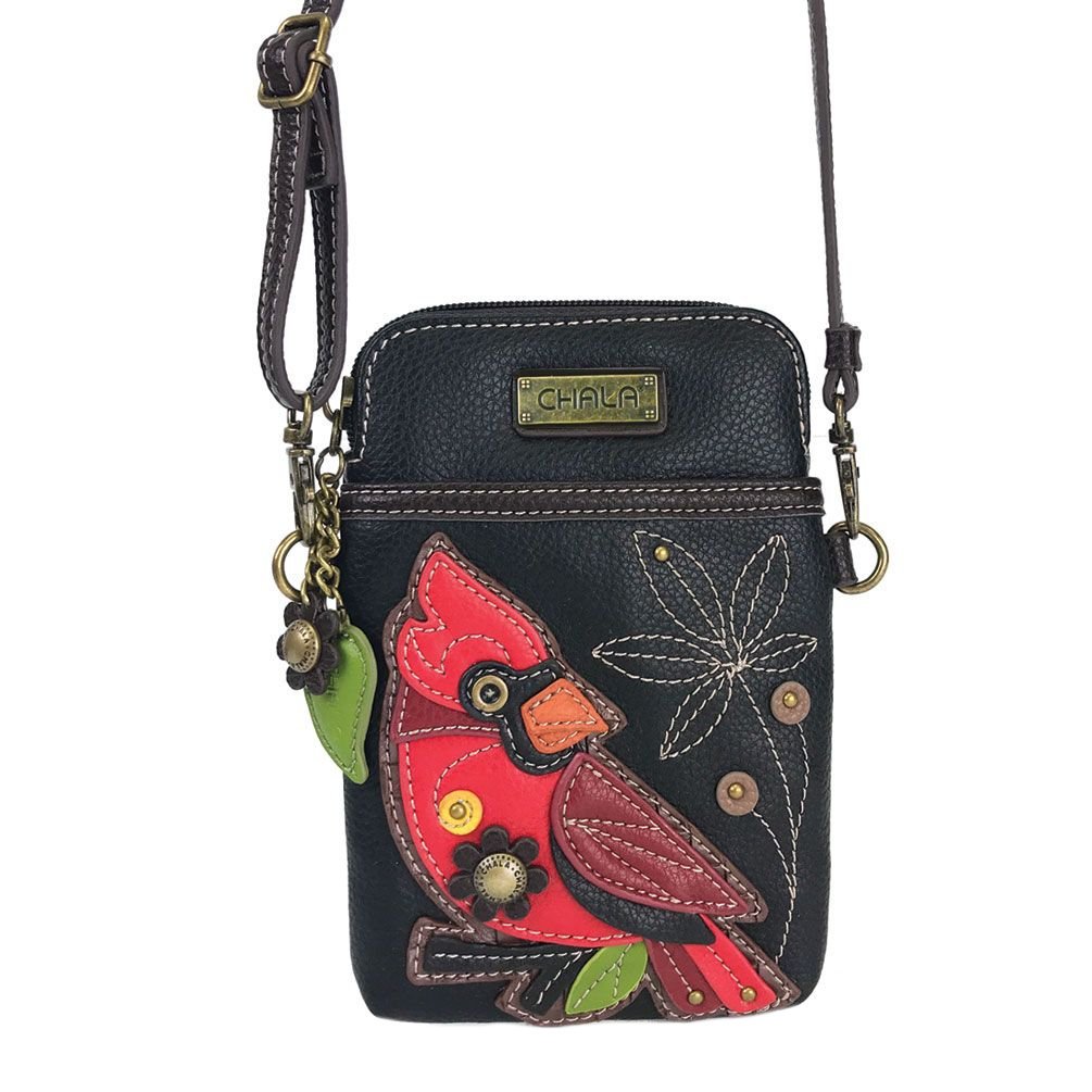 Chala Cardinal Cellphone Crossbody Handbag - Convertible Strap 5" x 7.5" x 1"
