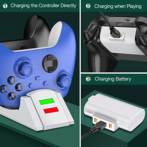 AA Controller Charger for Xbox one, Controller Charging Station Compatible with Xbox Series X|S/One/X/S/Elite, Charger for Xbox One Battery Pack with 2 x 1200mAh Rechargeable Battery