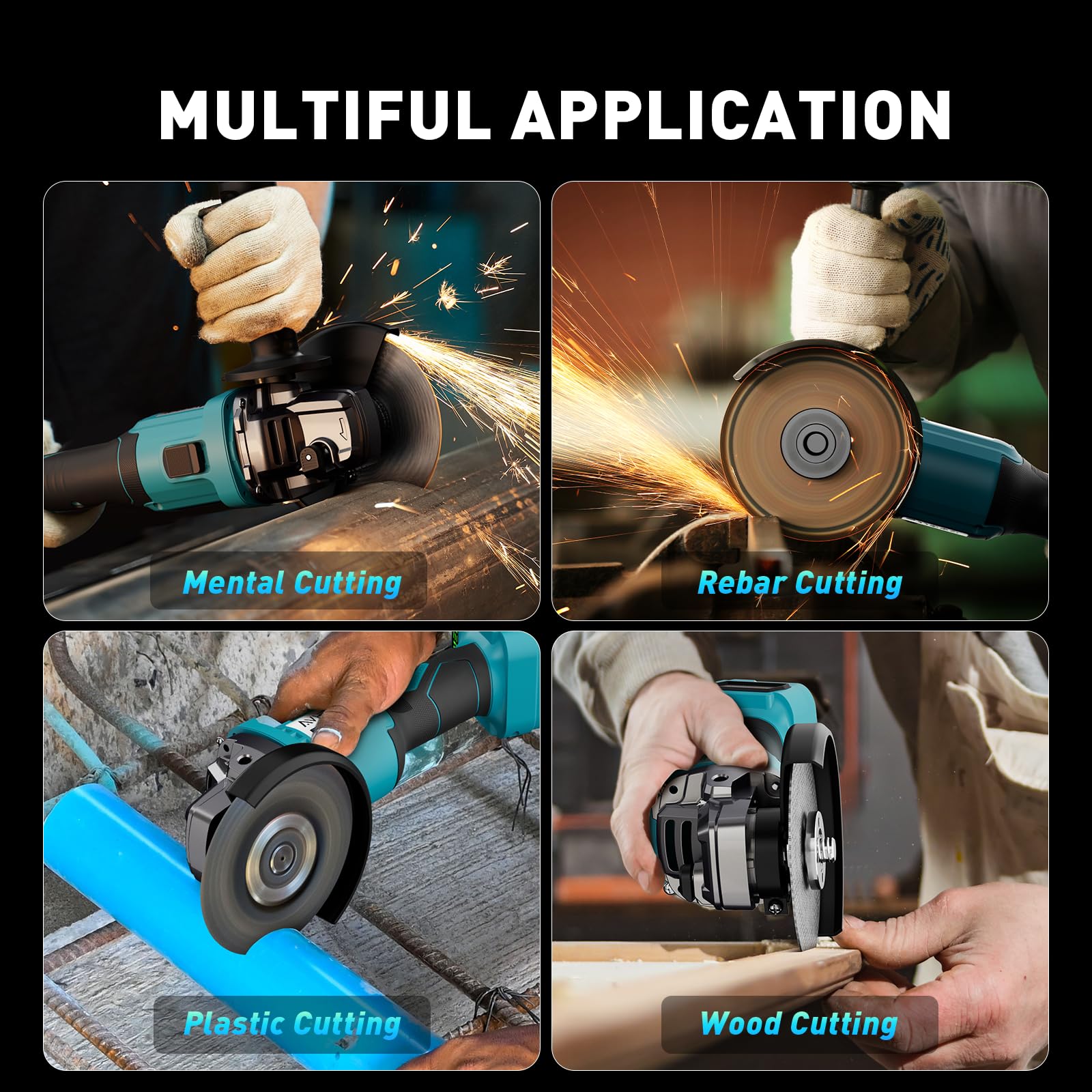 APROTII 4-1/2" Cordless Angle Grinder for Makita Battery, 10000RPM Brushless Power Angle Grinder with Lock-on Design, 3-Speed&Handle, Cordless Electric Grinder for Metal Cutting & Grinding, Bare Tool