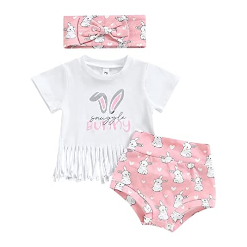 Baby Toddles Easter Funny Pattern Kids Short Sleeve Shirt and Shorts Set with Headband Suit