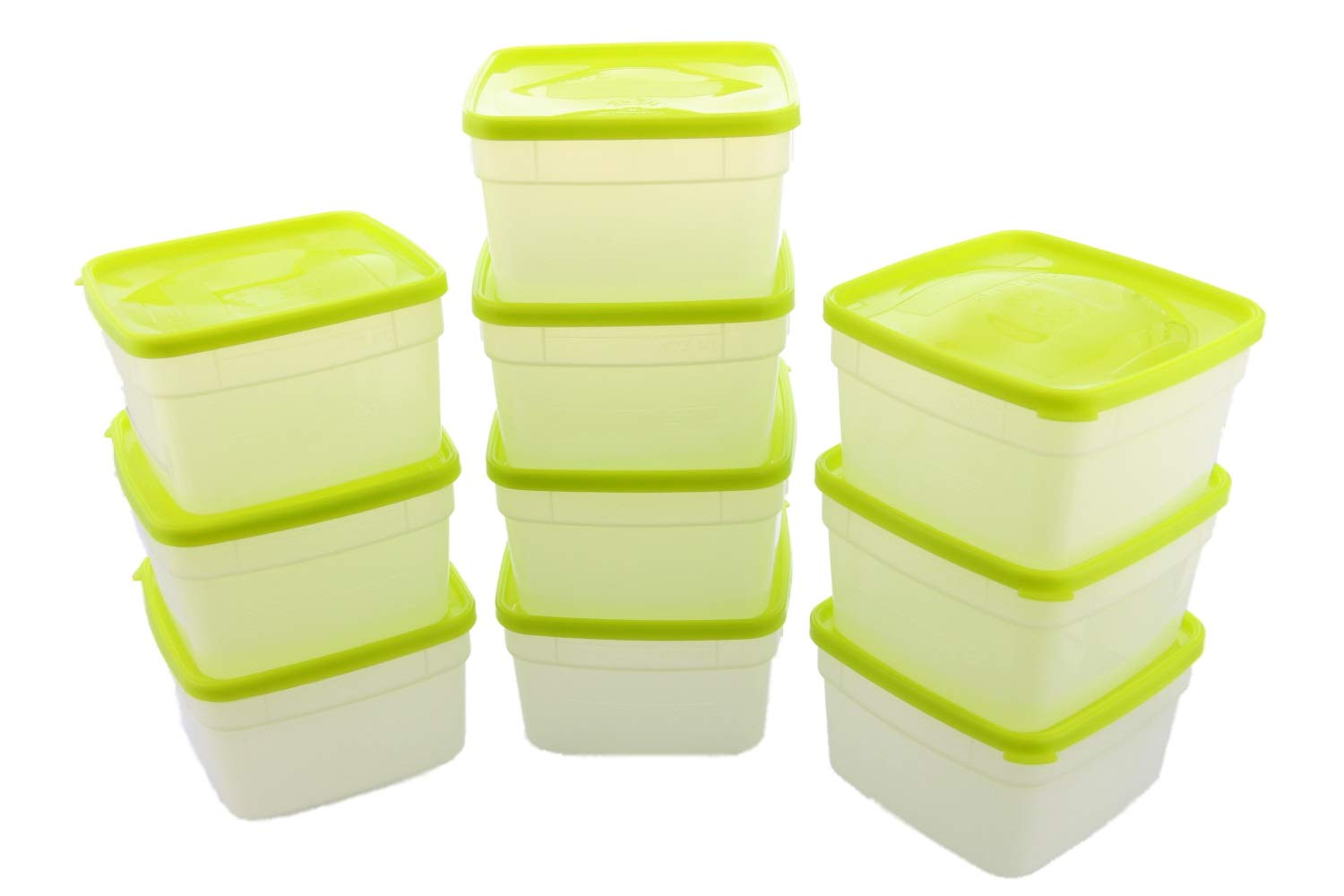 Arrow Home Products 1 Pint Freezer Containers for Food Storage, 10 Pack with Lids - USA Made Reusable Plastic Food Storage Containers - Prep, Store and Freeze - BPA Free, Dishwasher Safe
