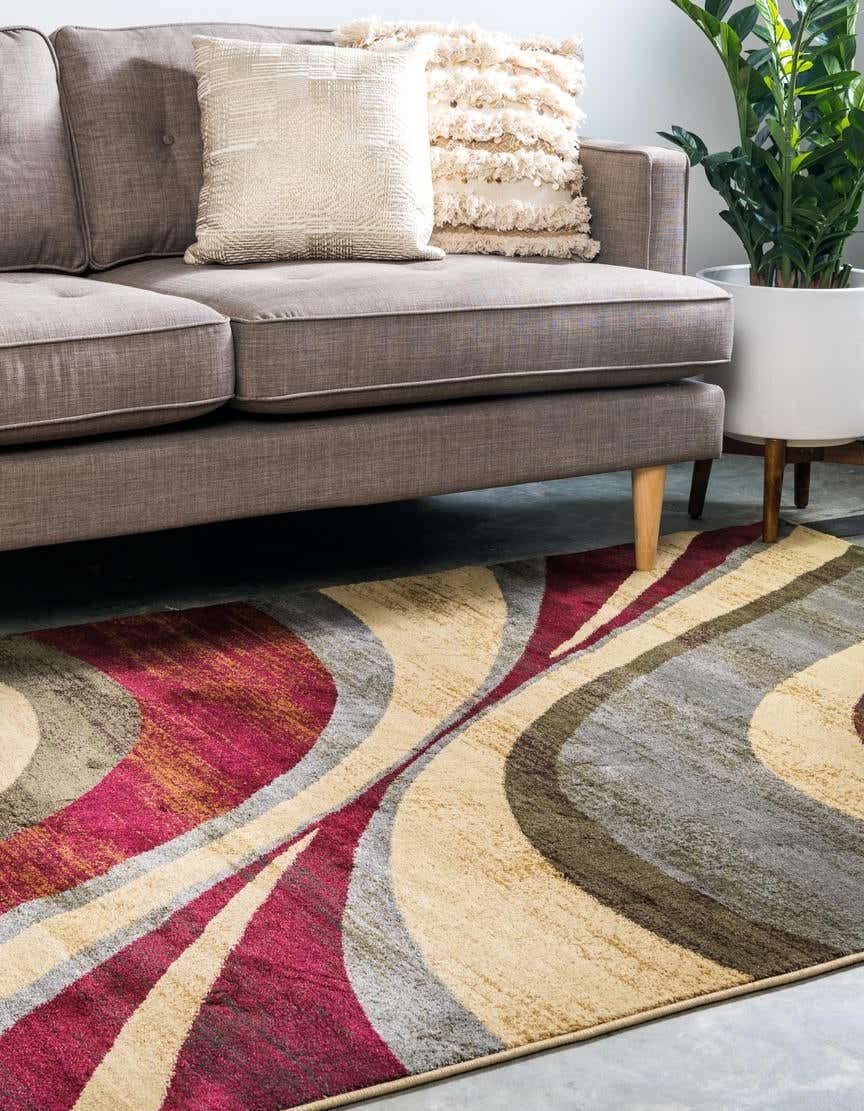 Unique Loom Barista Collection Area Rug - Ngada (7' 1" x 10' Rectangle, Beige/Red)