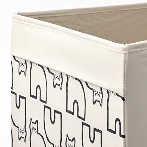 DRÖNA Box Cat Patterned/Beige 13x15x13 ' Storage Box for KALLAX Shelving Units & Cabinets, Medium