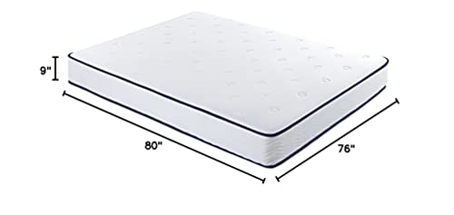 Olee Sleep 9 Inch Breeze Gel Infused Memory Foam Innerspring Mattress, Mattress In a Box, CertiPUR-US Certified, King