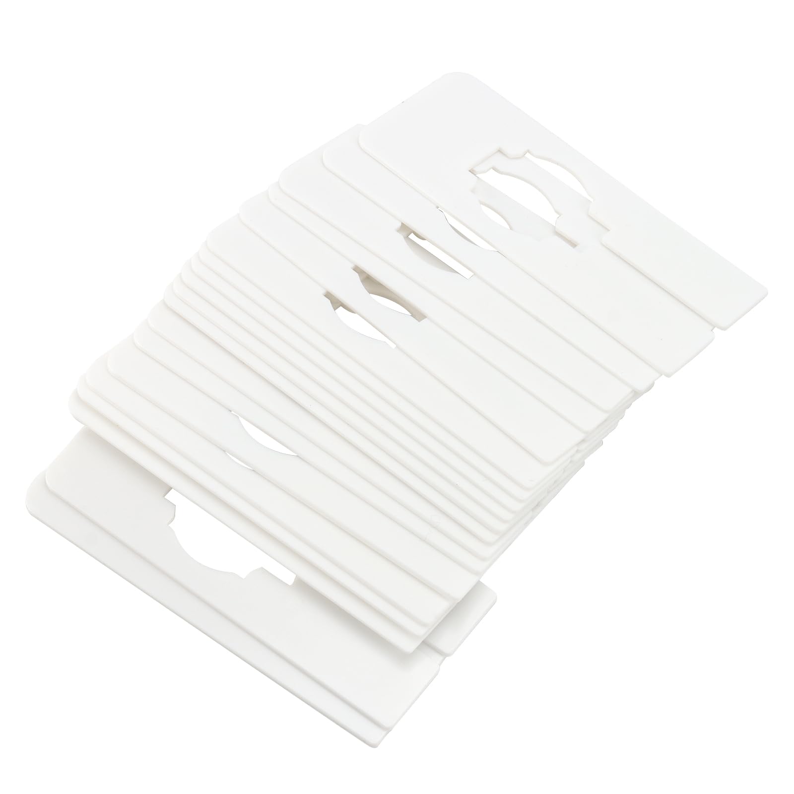 SHEUTSAN 100 PCS 12.5 x 5cm Plastic Clothing Rack Dividers, Rectangular Clothing Size Dividers, White Closet Dividers for Closet, Cloth Store, Department Stores