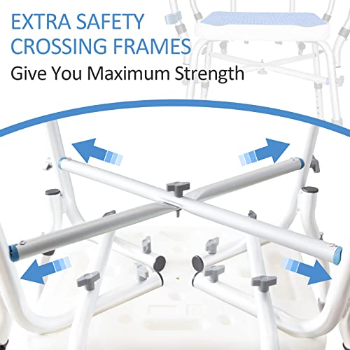 Bath Chair with Arms, Medical Shower Seat, Bariatric Bath Stool Safety Shower Bench with Reinforced Crossing bar for Elderly, Adults, Disabled