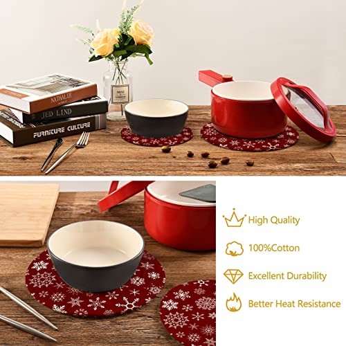 ALAZA Christmas Snowflake Pot Holders Trivets Set 2 Pcs,Potholders for Kitchens,Cotton Coasters Trivets for Hot Dishes/Hot Pots and Pans/Hot Pot Holders
