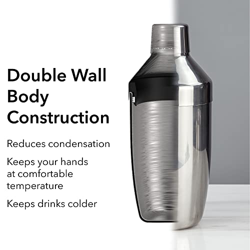 Arora 21oz Double Wall Stainless Steel Cocktail Shaker with insulated Design and Built-in Strainer,Margarita Mixer Drink Shaker for Bartending Home bar