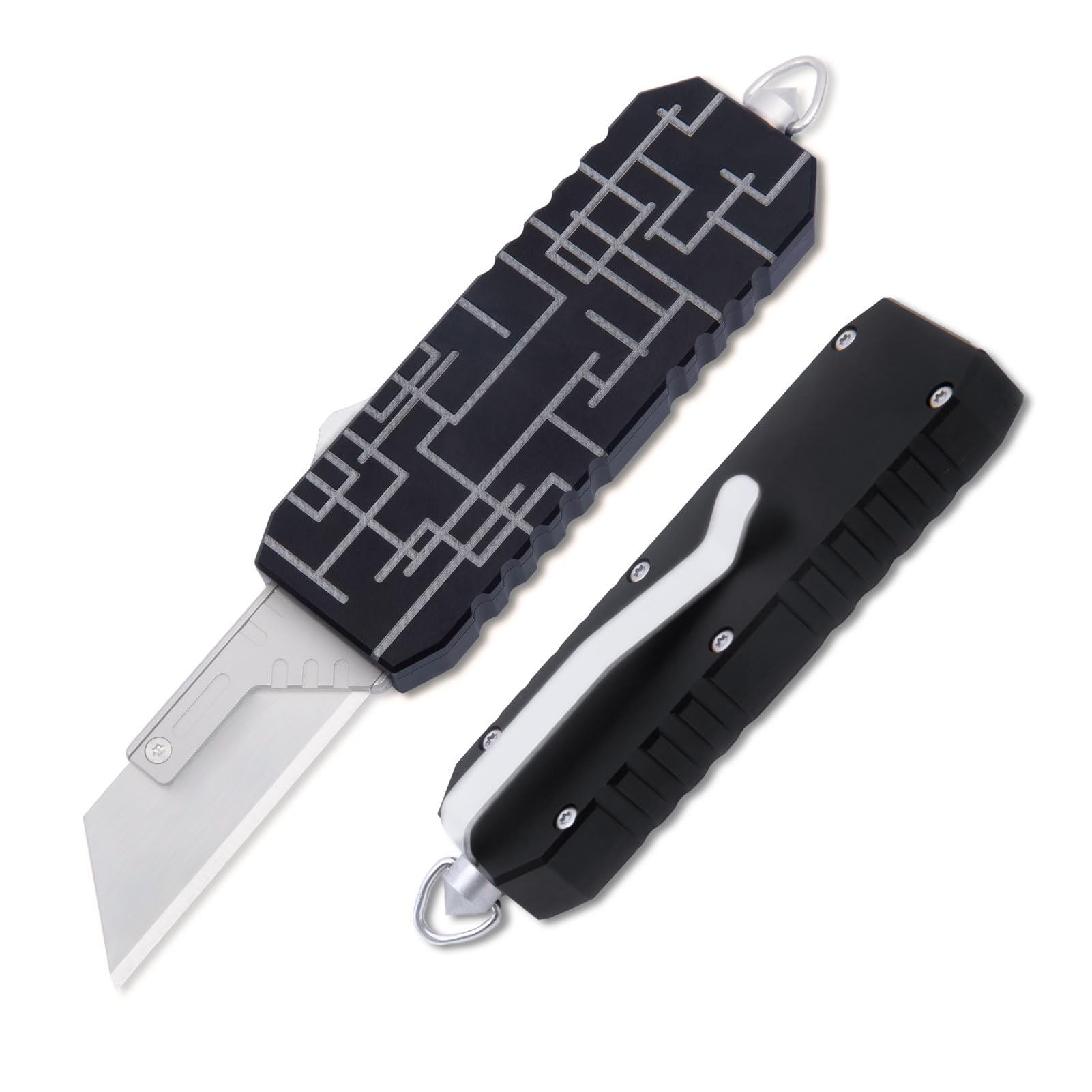 ainhue A37 Auto Retractable Box Cutters Utility Knife, Heavy Duty Cardboard Cutter EDC Pocket Knives, 10pcs Replaceable Blade with Pocket Clip, Glass Breaker (White)