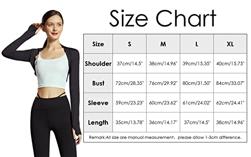 FEOYA Women's Anti-UV Arm Cover Shrug Breathable Cooler Shrug for Golf Riding Jogging Shawl Arm Sleeves Black S