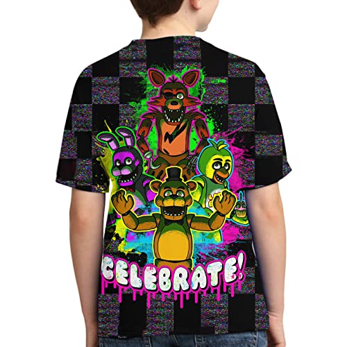 Boys and Girls Cartoon Novelty Shirts 3D Printed Short Sleeve Kids and Youth Game T-Shirts 4-X-Large
