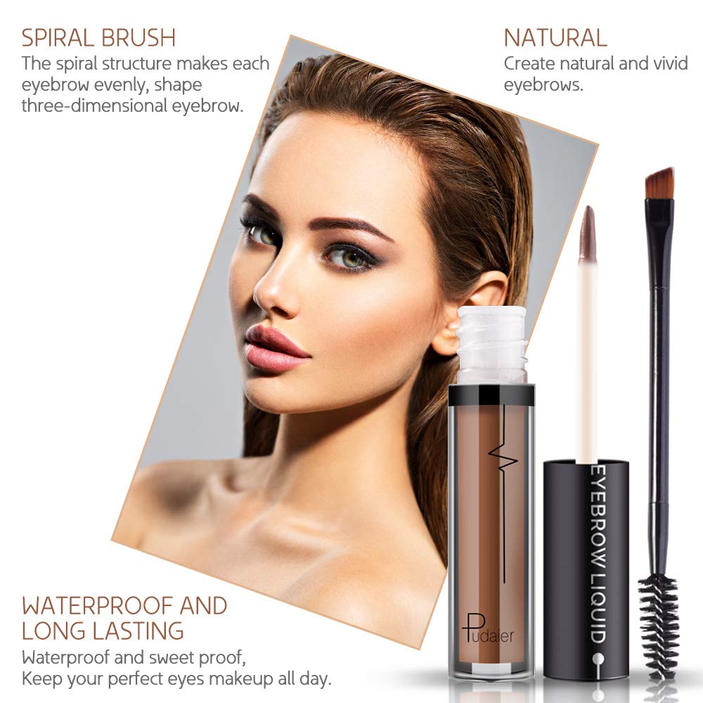 YOLETO Waterproof Eyebrow Gel - Dark Brown Tinted Mascara Makeup for Natural-Looking Brows, Long-Lasting Smudge-Proof Formula with Brow Shaper and Mascara Primer Brush Wand Kit