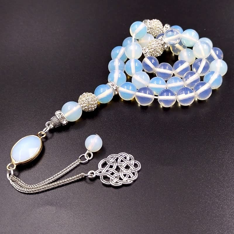 ALBASHAN opal stone silver accessories Women's Tasbih 33 66 99 100 beads Muslim Misbaha Girl's Bracelet Islam Rosary (8mm*99beads)