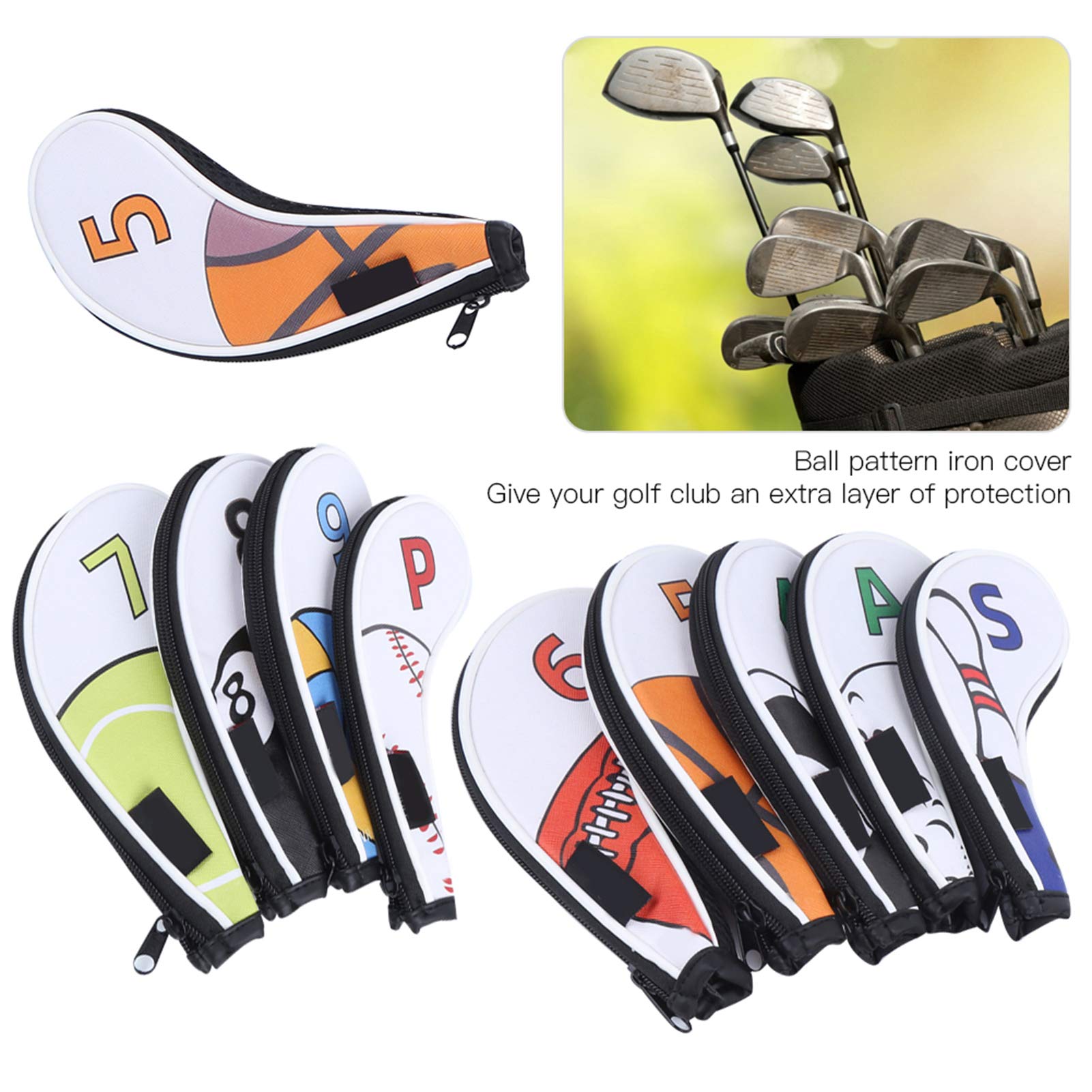9 Sets of Iron Golf Club Covers, Leather Deluxe Club Head Set Iron Club Head for Irons (red)