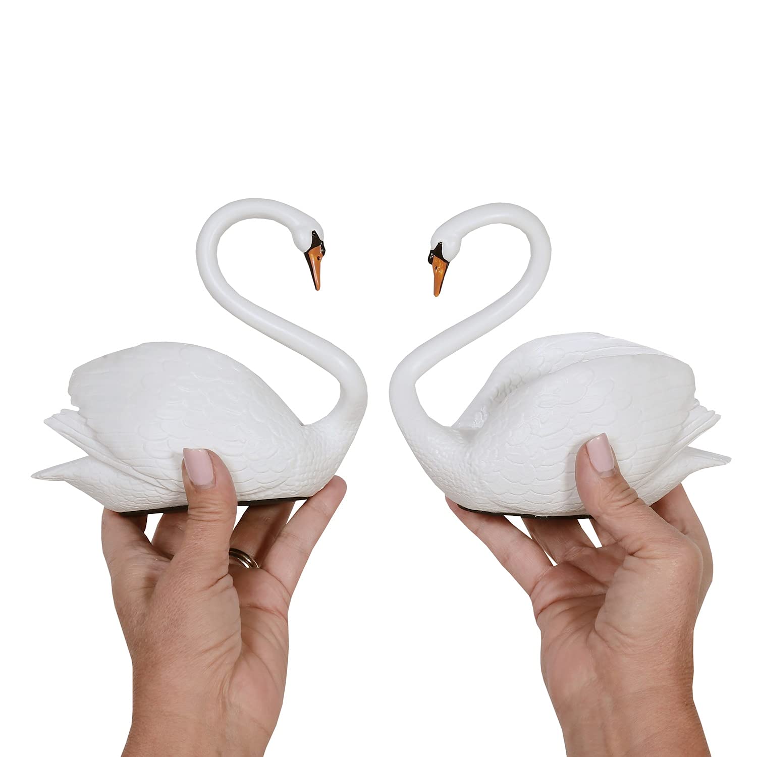 ART & ARTIFACT Two Piece Loving Swans - Intertwined Bird Pair Heart Sculpture, Home Decor Accent, Centerpiece