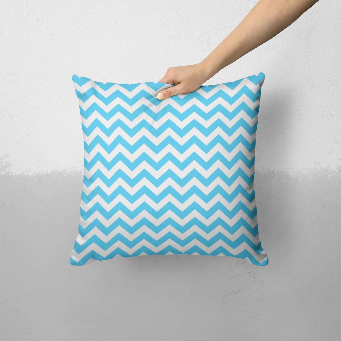 iiRov Blue and White Chevron Pattern - Custom Decorative Home Decor Indoor or Outdoor Throw Pillow Cover Plus Cushion Set for Sofa, Bed or Couch (Pillow CASE Cover Plus Cushion)