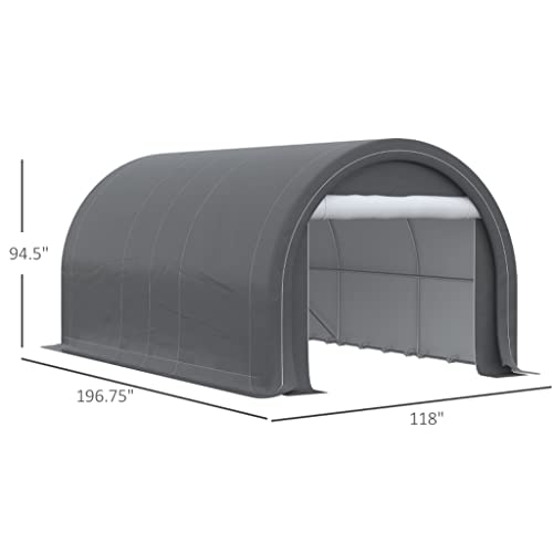 BBSJ 16' X 10' Carport, Heavy Duty Portable Garage/Storage Tent , Garden Tools, Outdoor Work, Gray