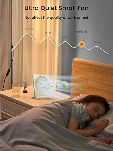 FERRISA Desk Fan, Small But Powerful, Portable Fan Battery Operated, 220° Tilt Folding Ultra Quiet Person Mini Fan, Strong Wind, 3 Speed Adjustable For Home Office Desktop Travel Camping (Beige)