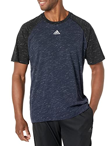 adidas Men's Essentials Mélange Tee, Legend Ink Melange/Black Melange, XX-Large